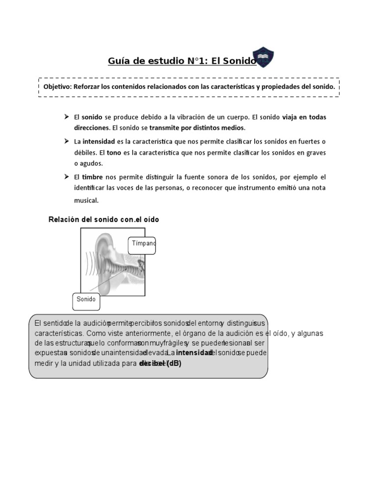 Guía N°1, El Sonido 3° Básico Ciencias Naturales | PDF | Sonido | Olas