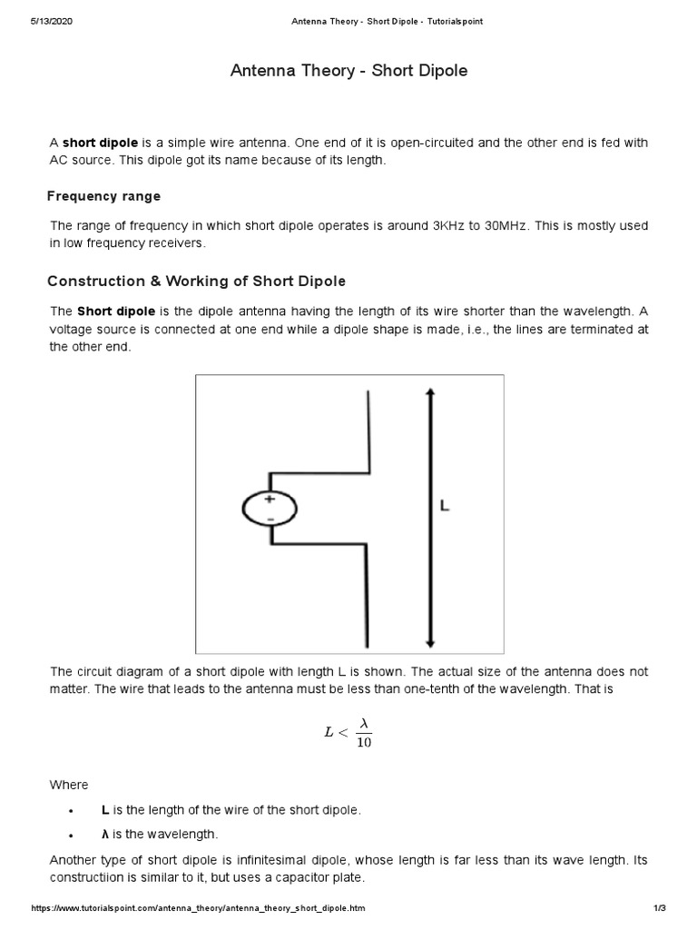 Antenna Theory - Short Dipole - Tutorialspoint PDF | PDF | Antenna ...