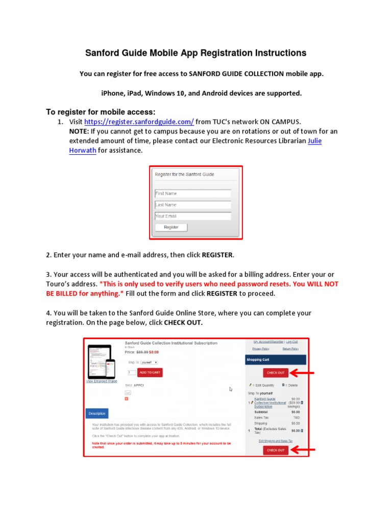 Sanford Guide Mobile App Registration Instructions | PDF