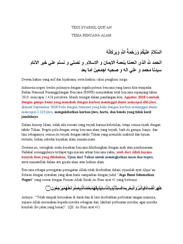 Tema Bencana Alam Teks MSQ | PDF