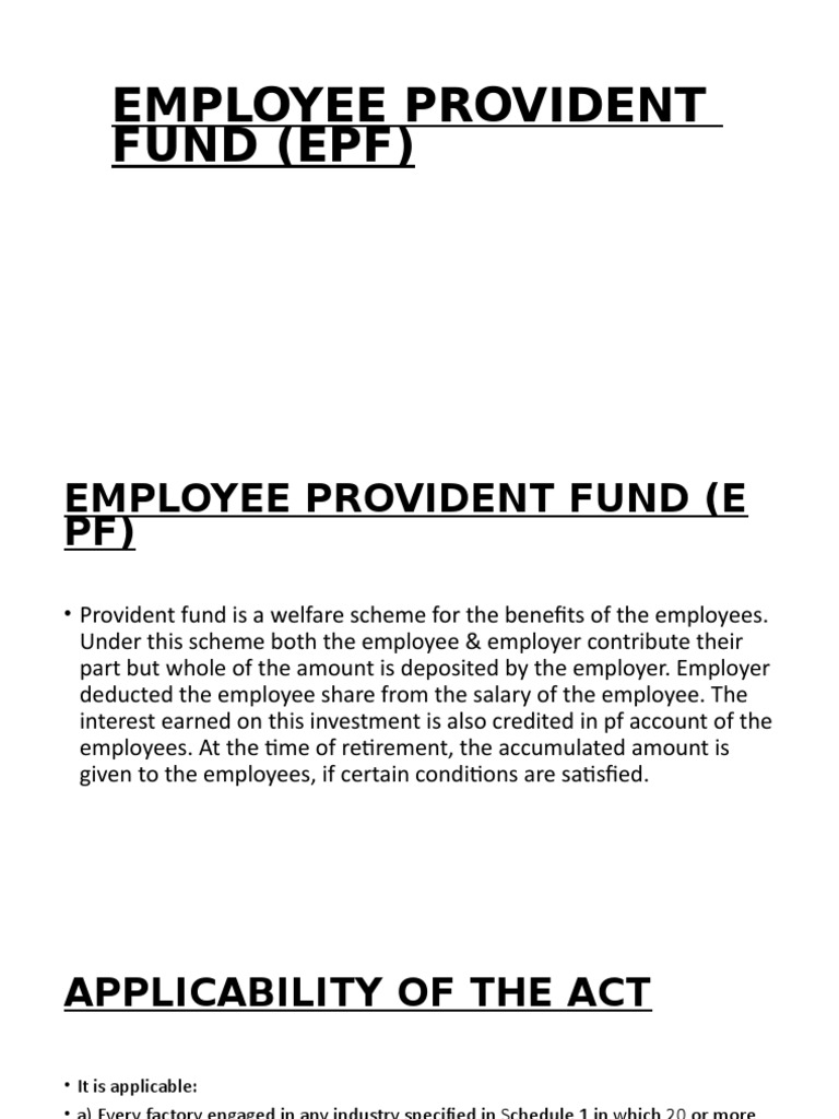 Employee Provident Fund (Epf) | PDF | Employment | Personal Finance