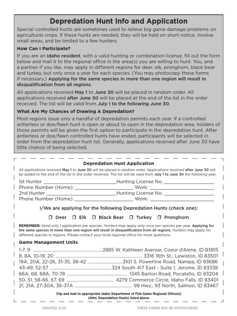 Depredation Hunt Info and Application: How Can I Participate? | PDF ...