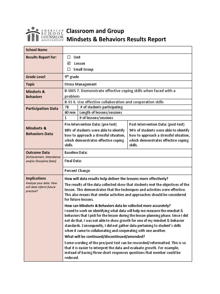 Mindsets & Behaviors Results Report | PDF | Mindset | Stress Management