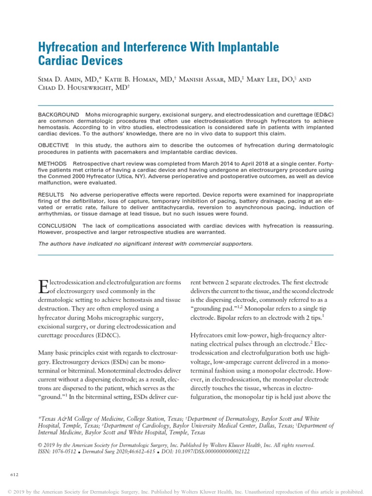 Hyfrecation and Interference With Implantable Cardiac Devices ...