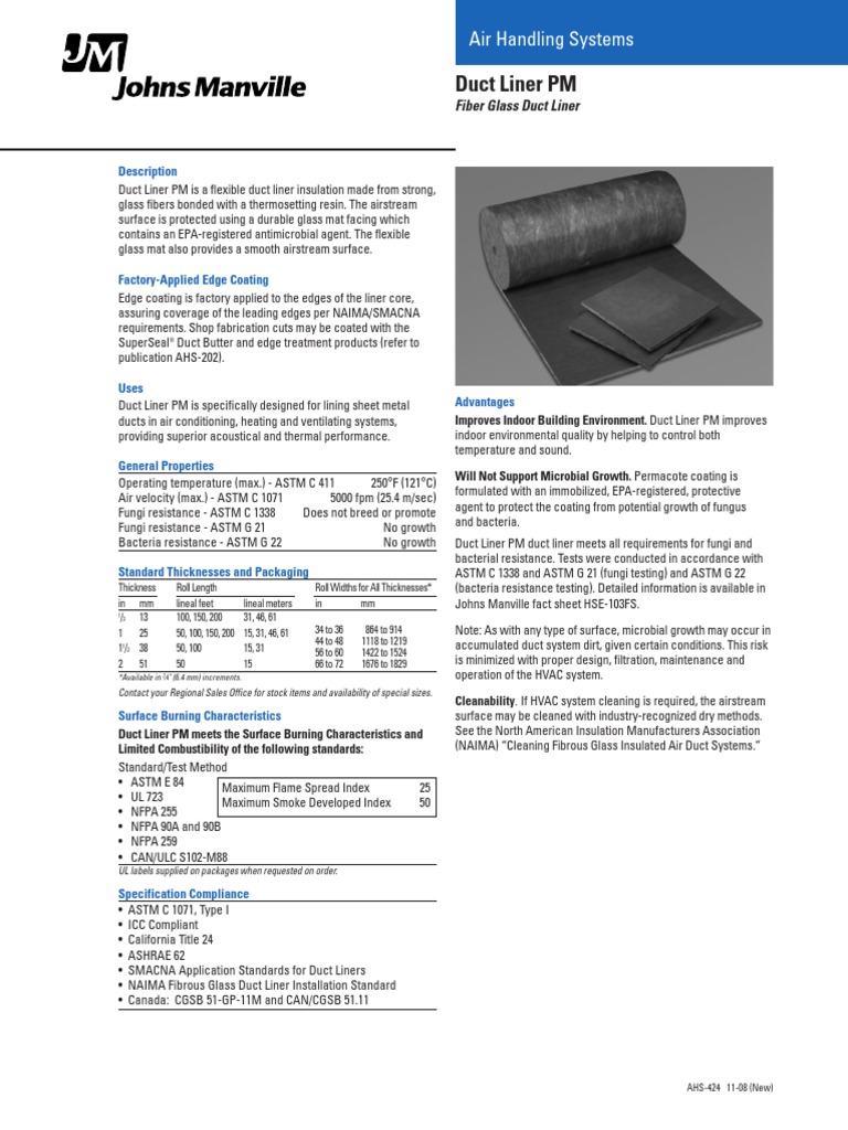 Duct Liner PM: Air Handling Systems | PDF | Duct (Flow) | Materials