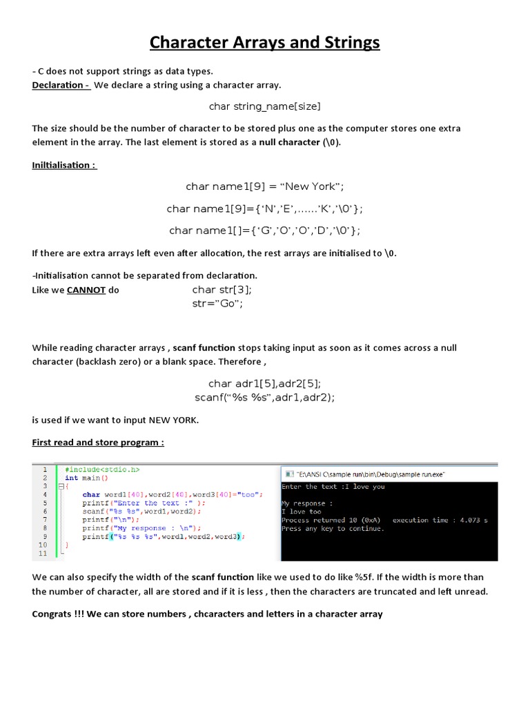 Character Arrays And Strings Pdf 0636