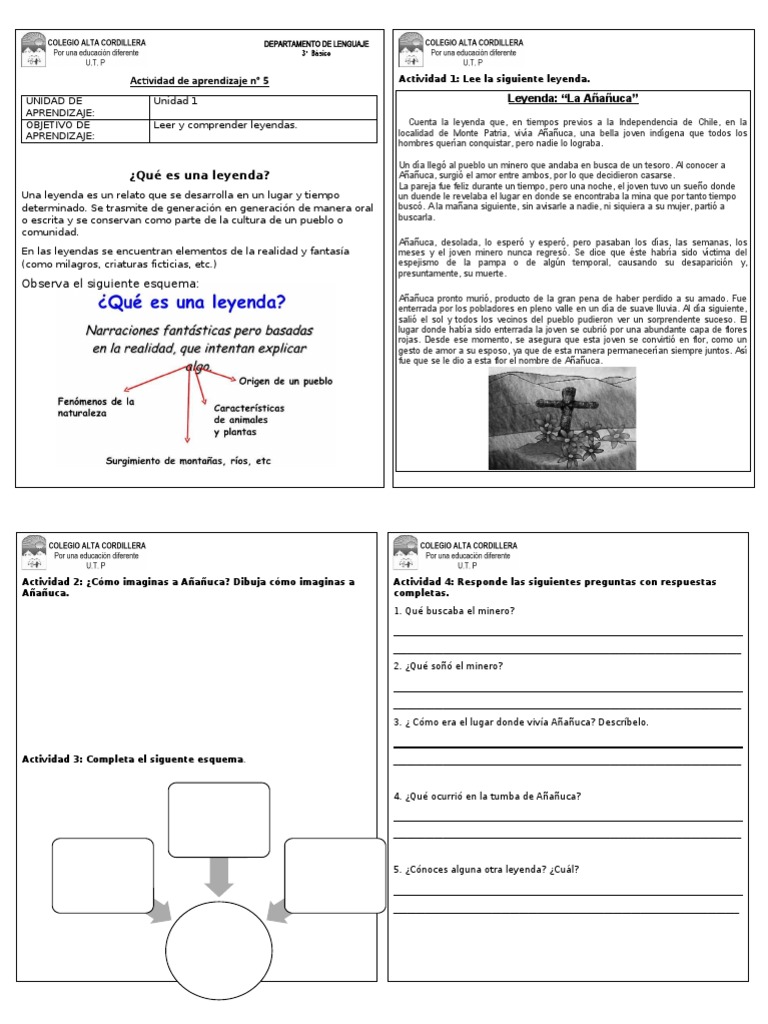 GUIA APRENDIZAJE Nº5 LENGUAJE 3º Leyendas 1 | PDF