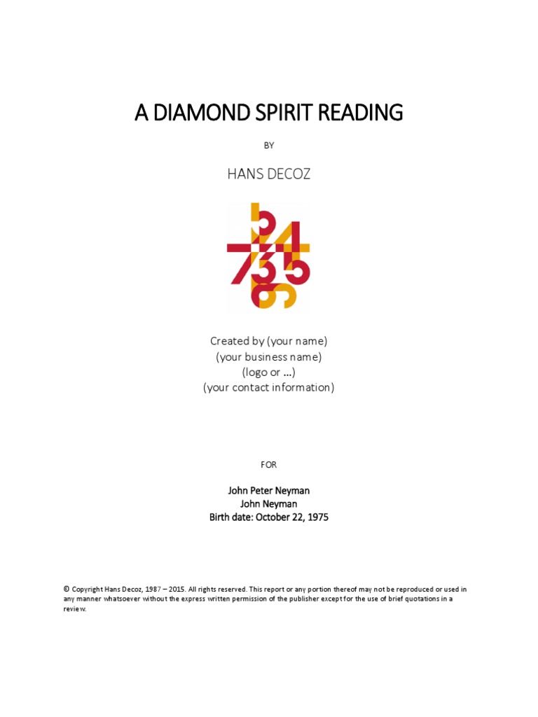 Diamond Spirit Numerology Report | PDF | Empathy | Intuition