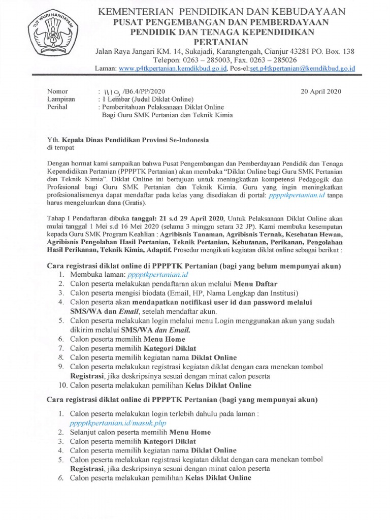 1119 PP Pemberitahuan Diklat Online PDF | PDF