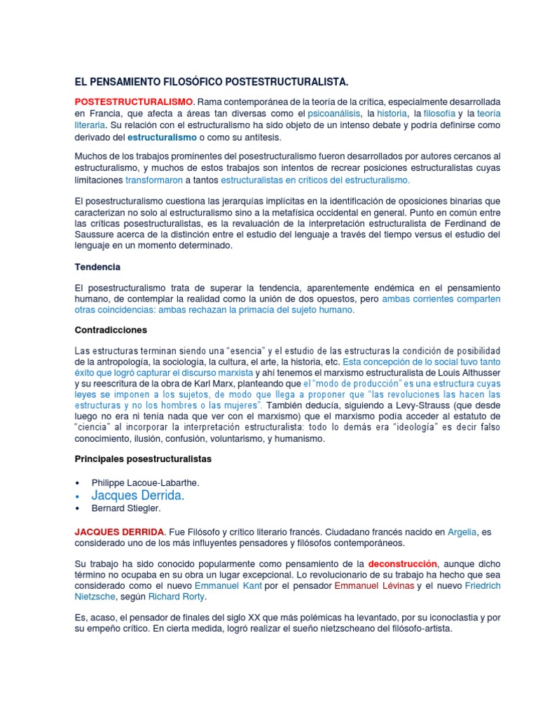 Postestructuralismo y Deconstructivismo. | PDF | Estética | Movimientos ...