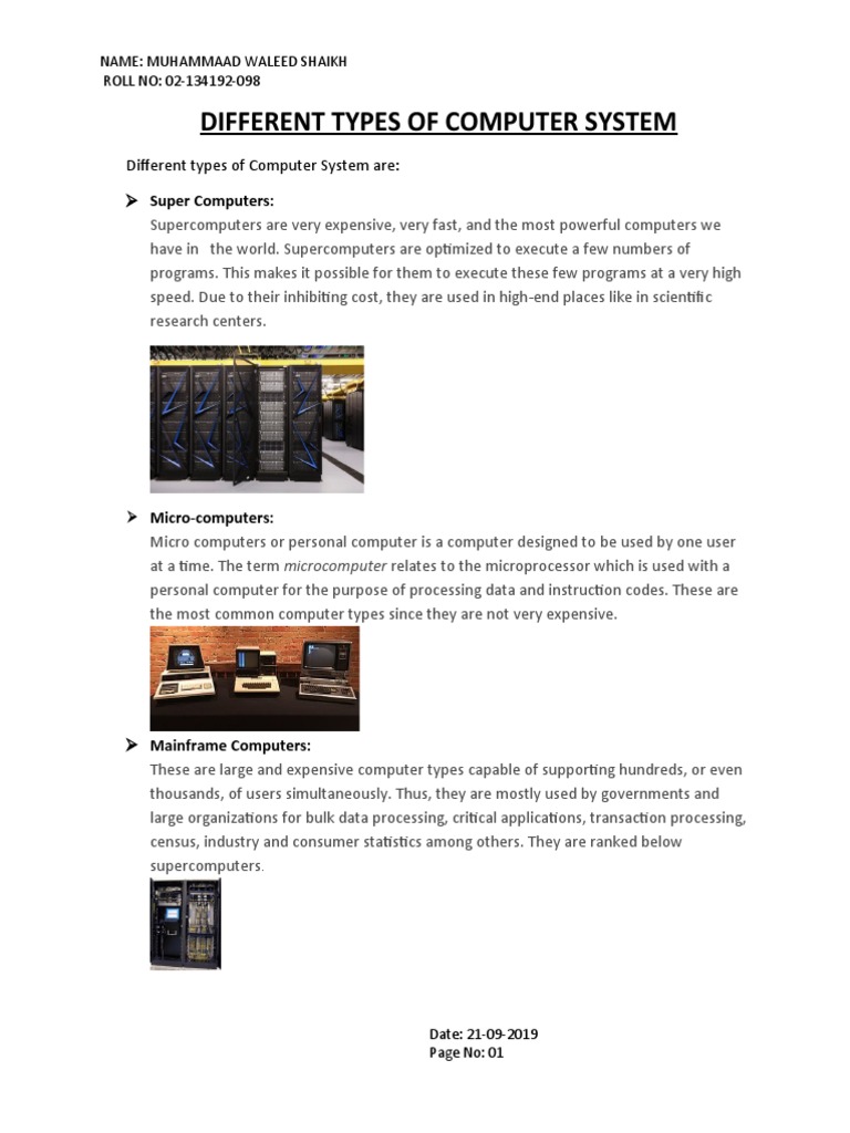 Types of Computer Systems Explained | PDF | Computers