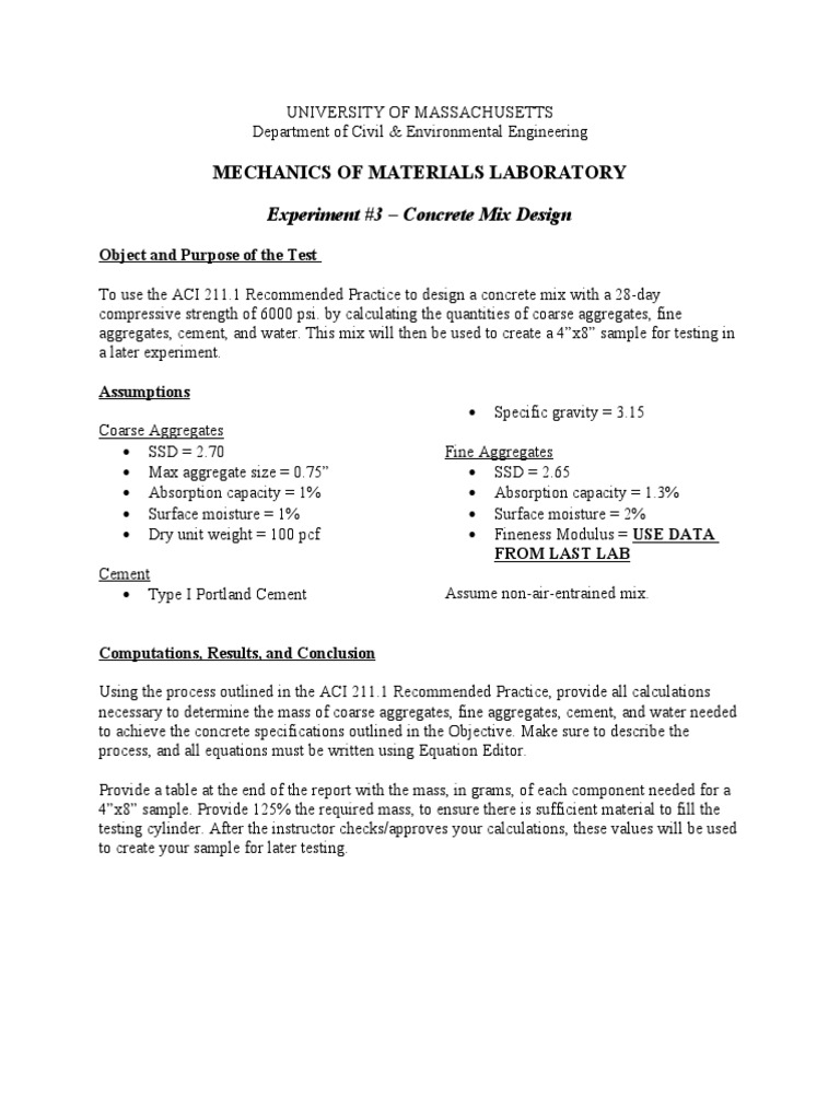 Lab #3 - Mix Design | PDF | Construction Aggregate | Concrete