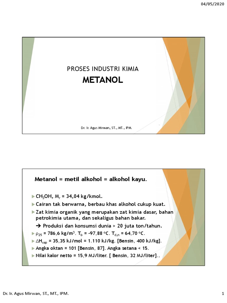 Proses Pembuatan Metanol dan Aplikasinya | PDF