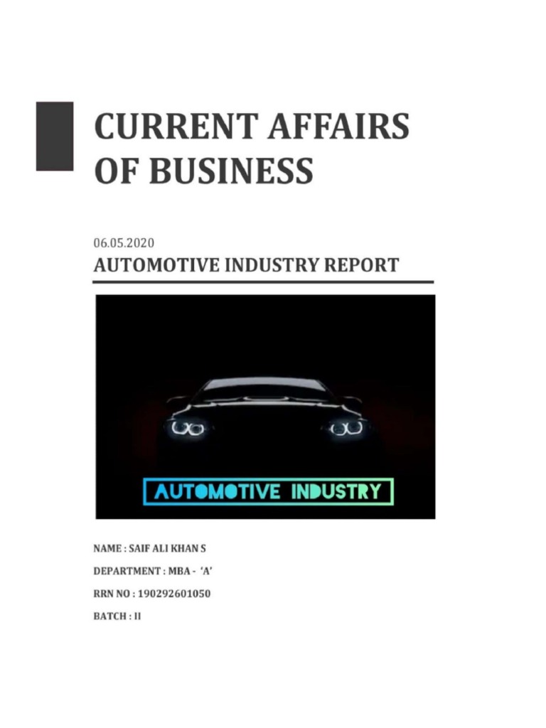 Automotive Industry Report PDF | PDF | Motor Vehicle | Car