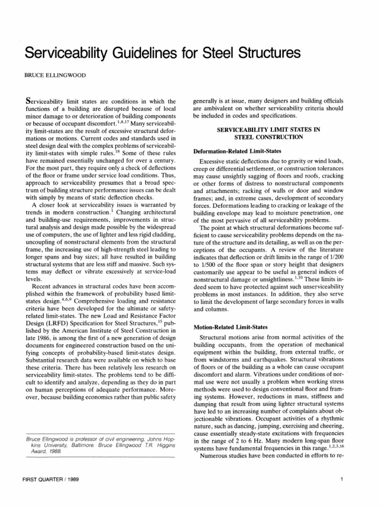 Serviceability Guidelines For Steel Structures | PDF | Applied And ...