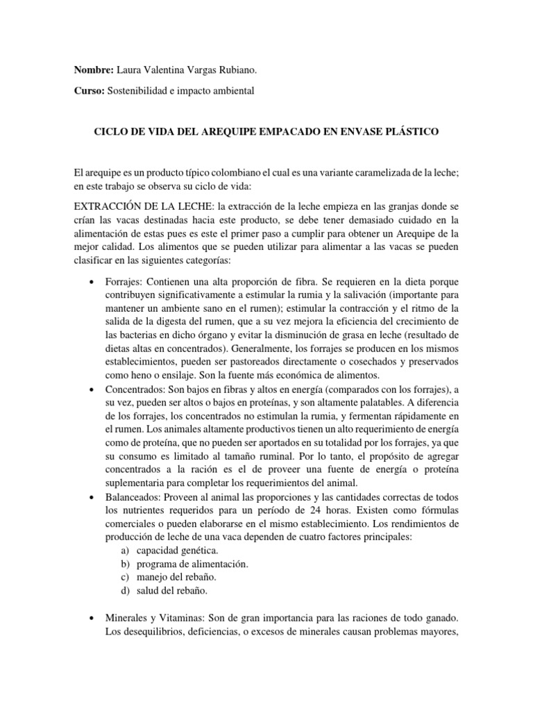 Ciclo de Vida Del Arequipe | PDF | Leche | Vacas