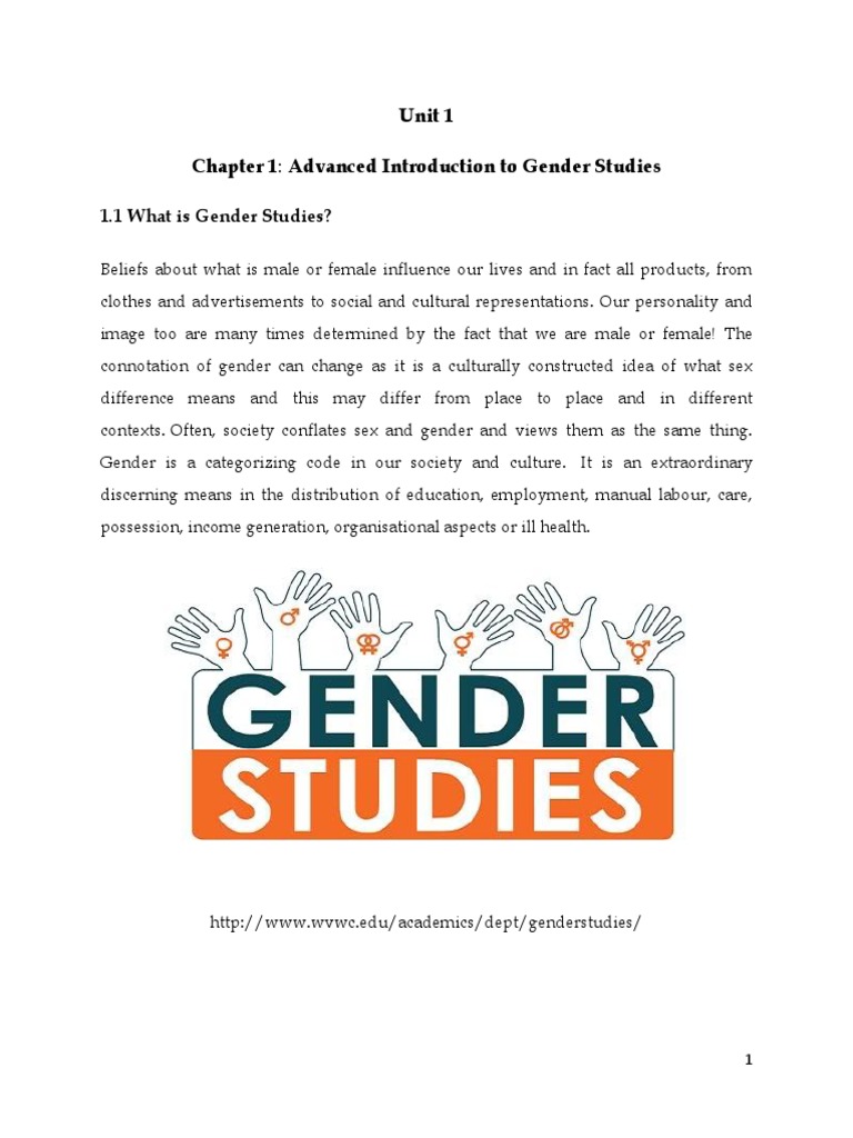 Unit 1 Chapter 1: Advanced Introduction To Gender Studies | PDF ...