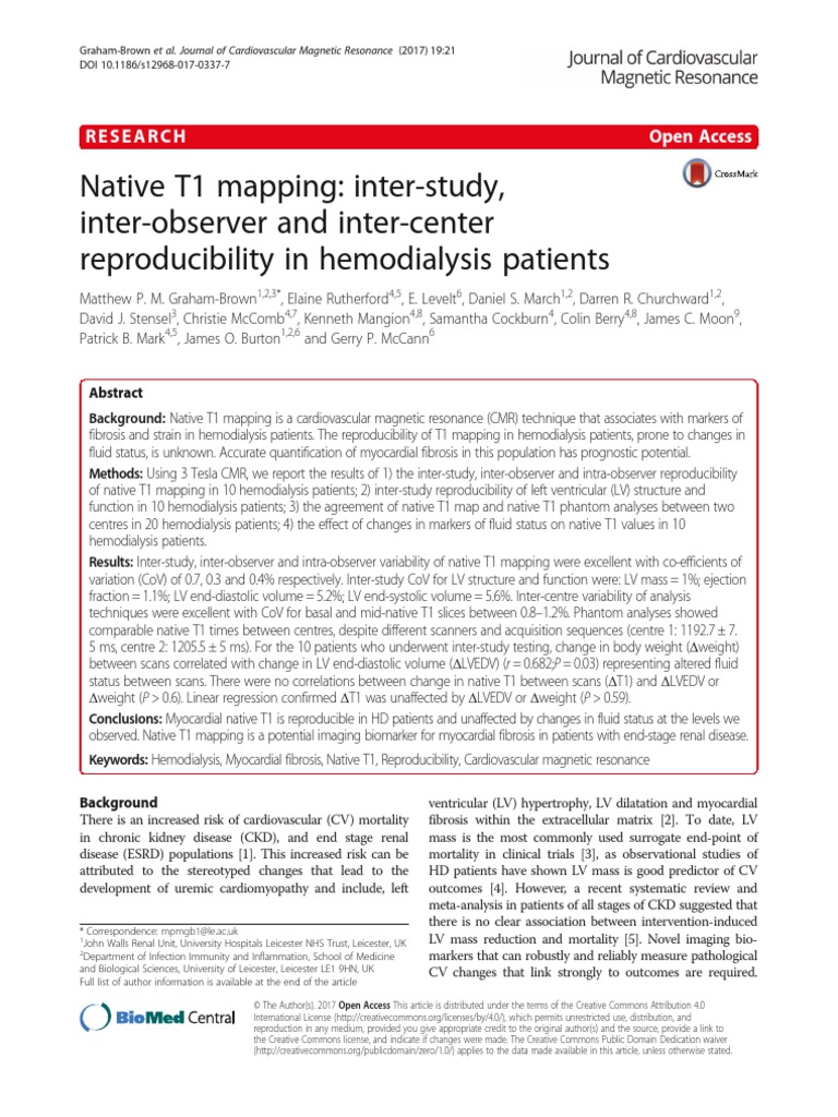 Native t1 Mapping | PDF | Chronic Kidney Disease | Blood Pressure