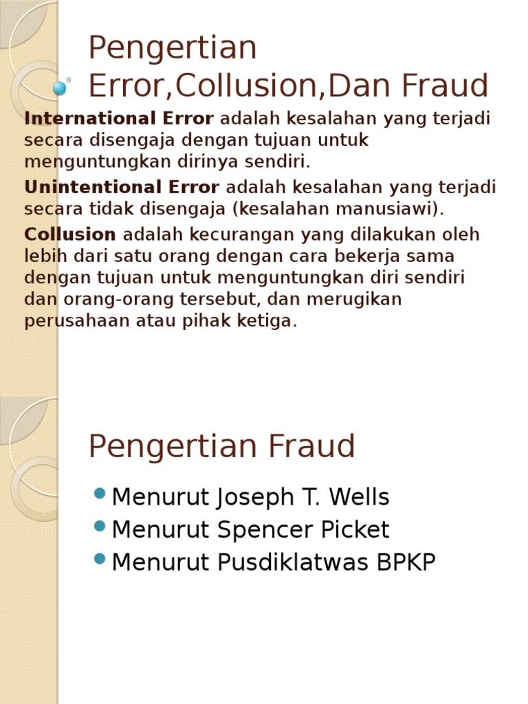 Defining Errors, Collusion, and Fraud | PDF