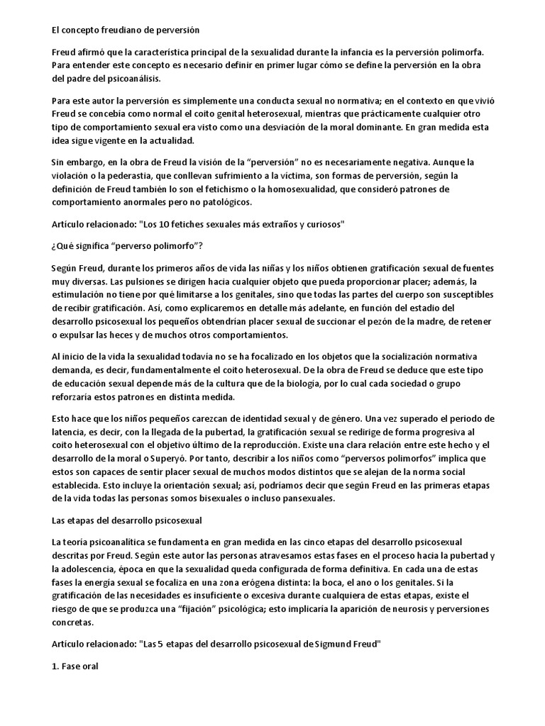 El Concepto Freudiano de Perversión | PDF | Sigmund Freud | La ...