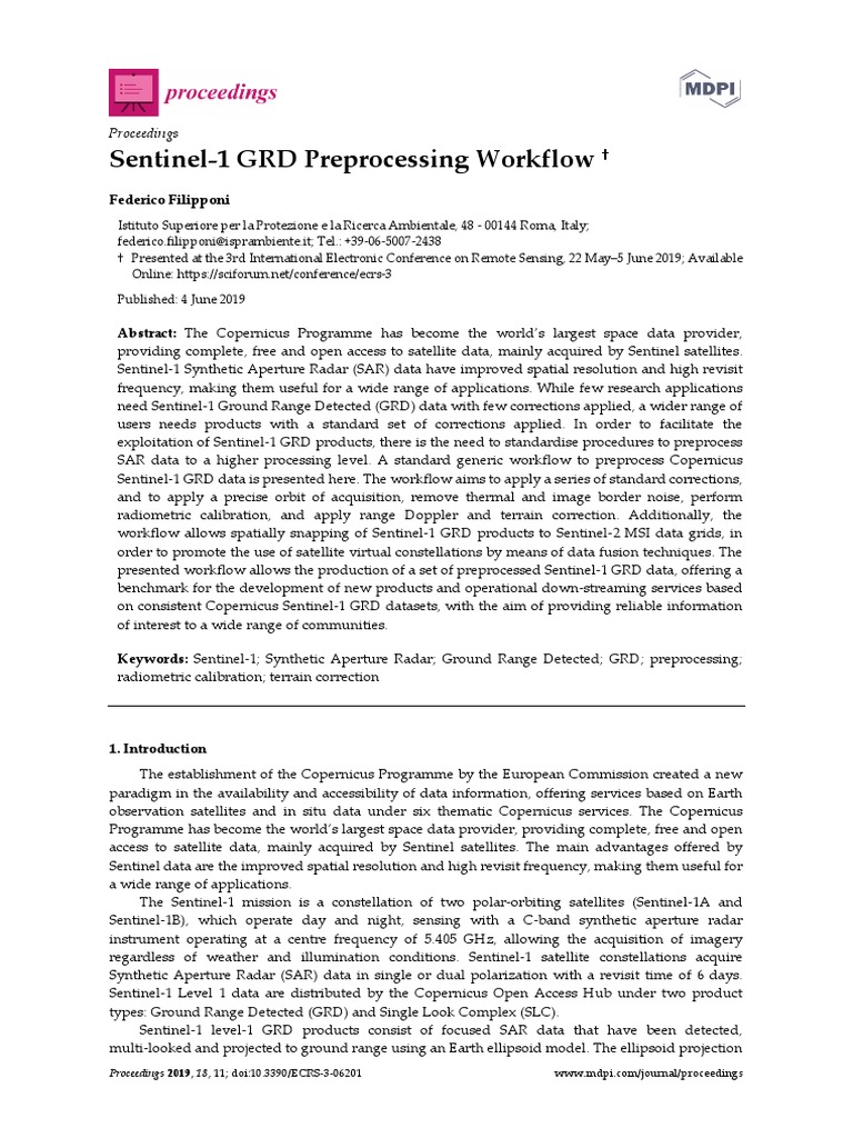 Sentinel-1 GRD Preprocessing Workflow | PDF | Telecommunications ...