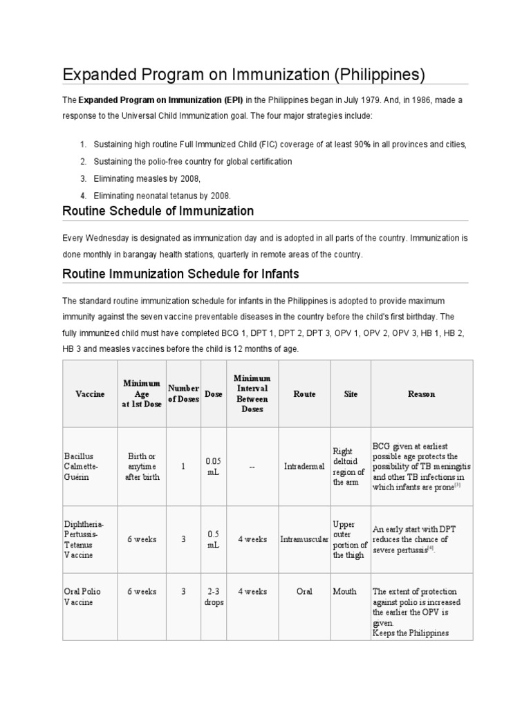 Philippines EPI immunization program protects children | PDF | Vaccines ...