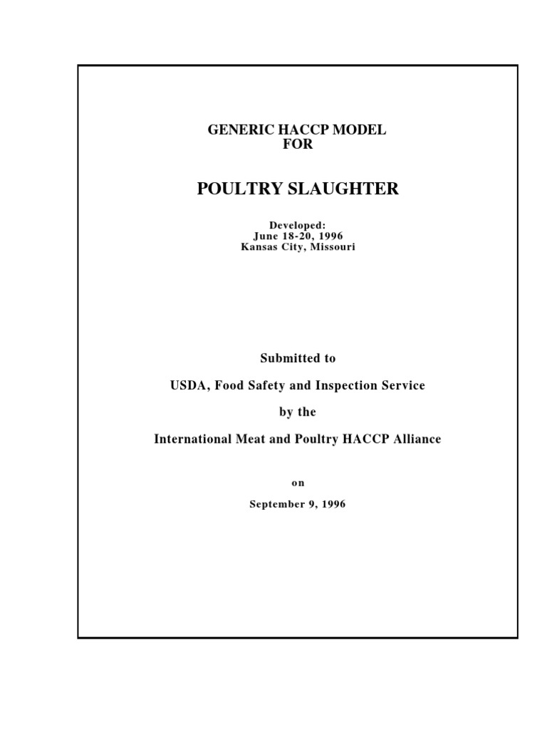 Hazard Analysis Critical Control Point (HACCP) Plan for Poultry ...