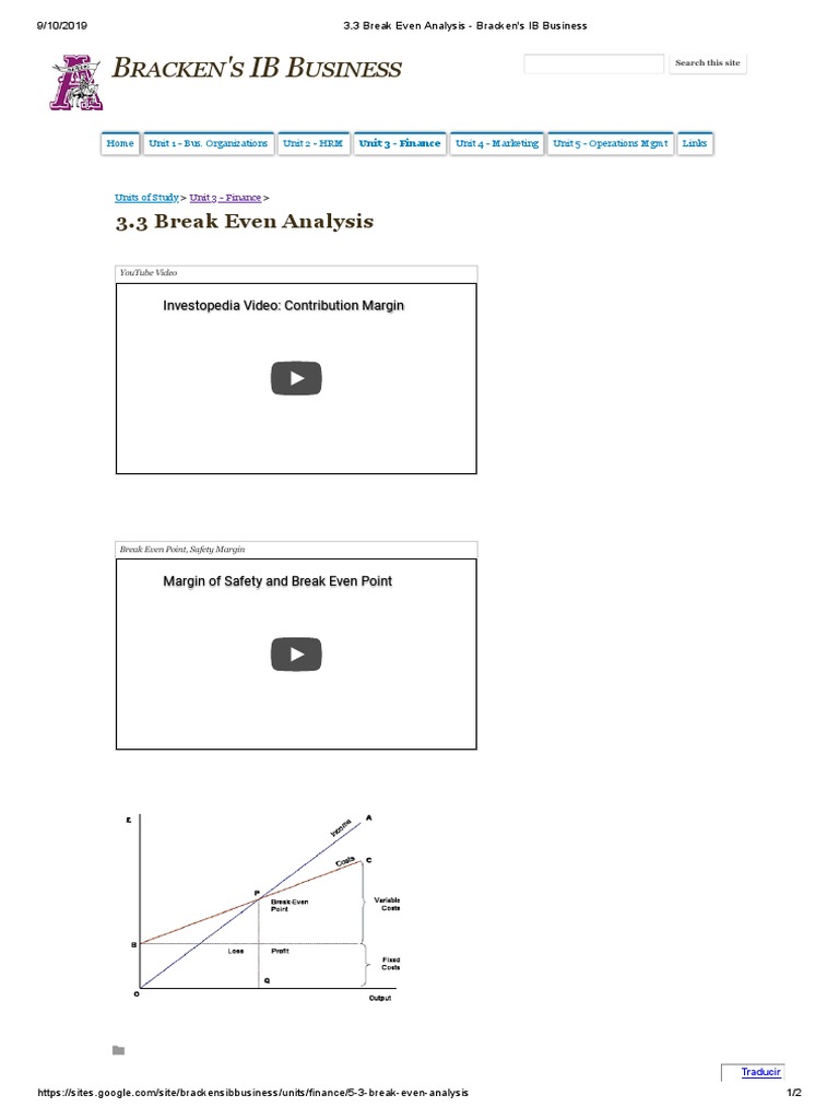 B ' Ib B: 3.3 Break Even Analysis | PDF | Market (Economics) | Business ...