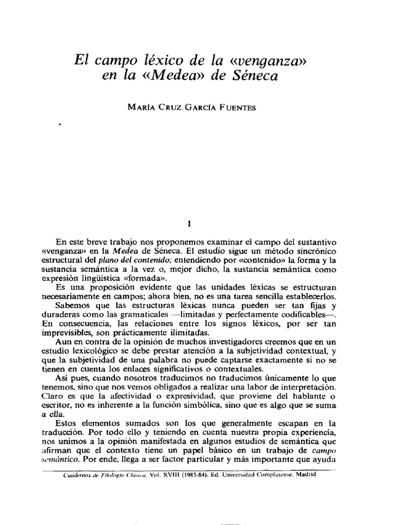 El Campo Lexico de La Venganza en Medea de Seneca PDF | PDF | Palabra | Ira