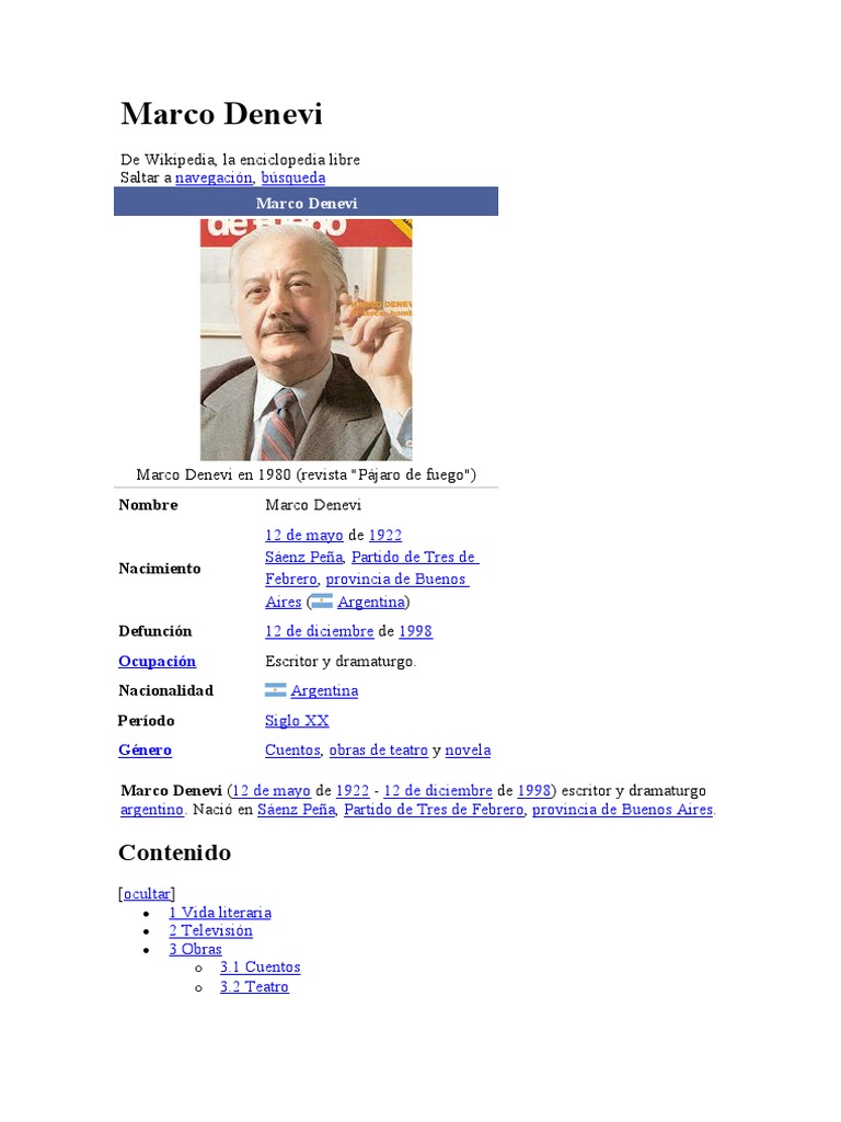 Marco Denevi Wikipedia | PDF