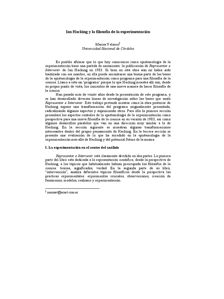 Ian Hacking y La Filosofía de La Experimentación | PDF | Teoría ...