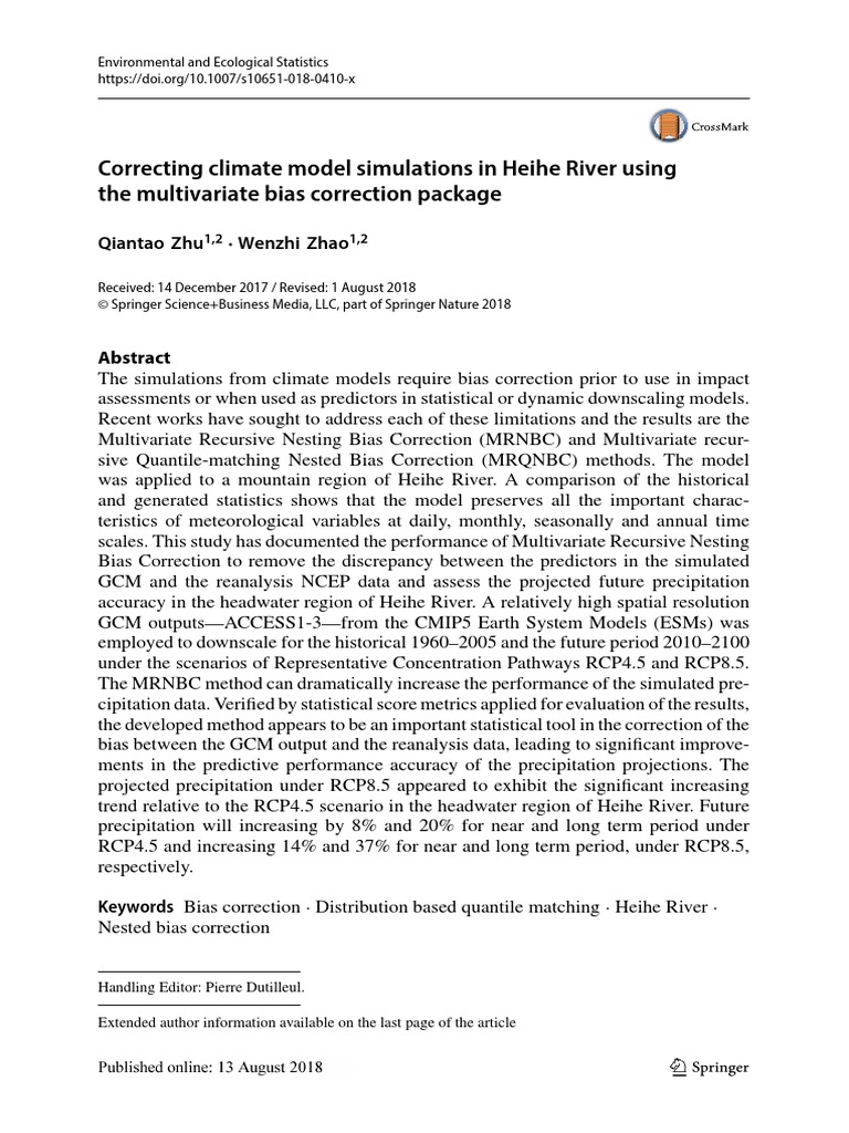 Correcting Climate Model Simulations In Heihe River Using The Multivariate Bias Correction