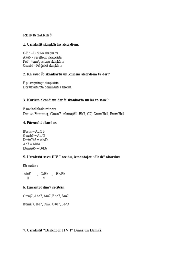 Eksamens Harmonija | PDF