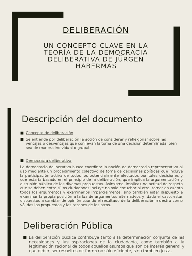 Deliberación | PDF | Democracia deliberativa | Democracia