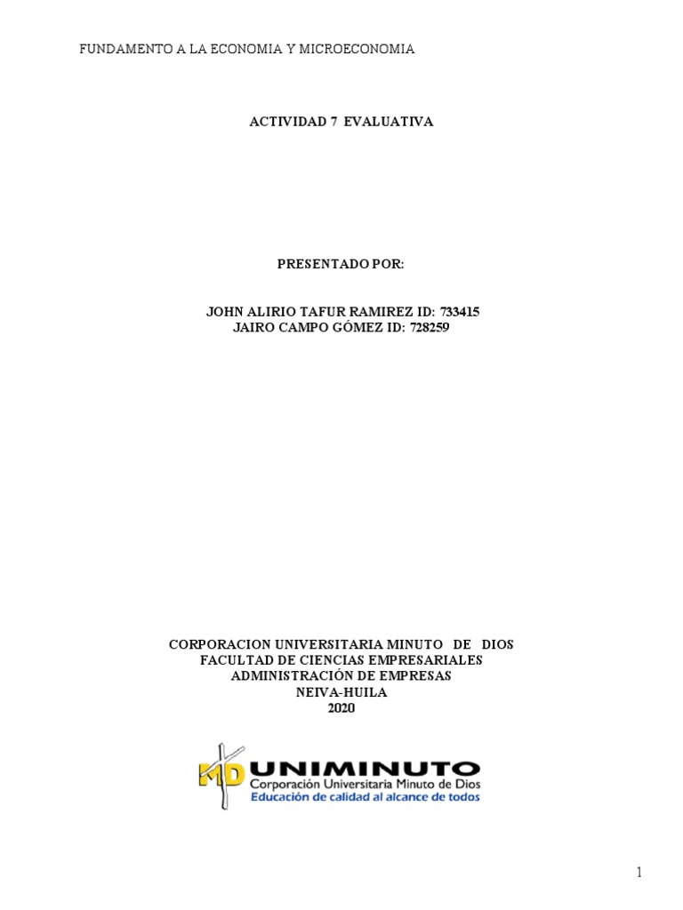 Actividad 7 Evaluativa | PDF | Microeconomía | Ciencias económicas Actividad 7 Evaluativa | PDF | Microeconomía | Ciencias económicas