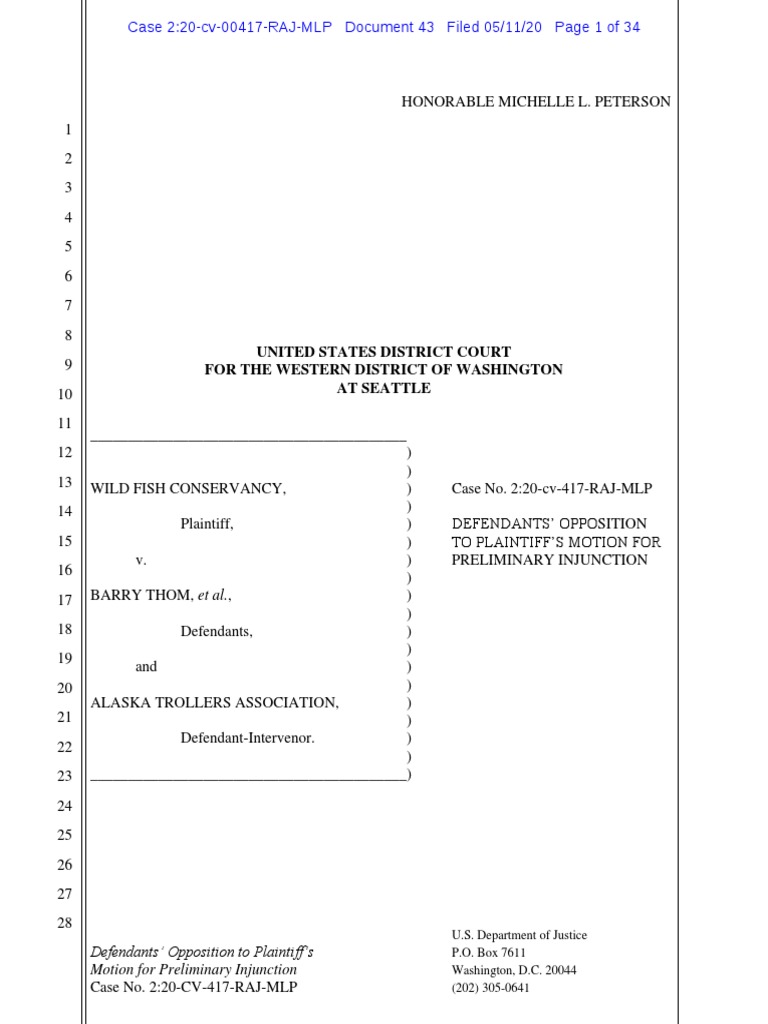 NMFS Opposition To Injunction | PDF | National Environmental Policy Act | Endangered Species Act ...