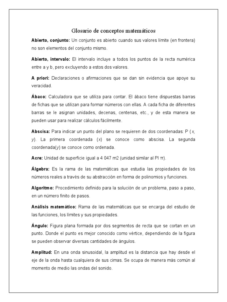 Vocabulario De Matemáticas De Segundo Grado Gratuito
