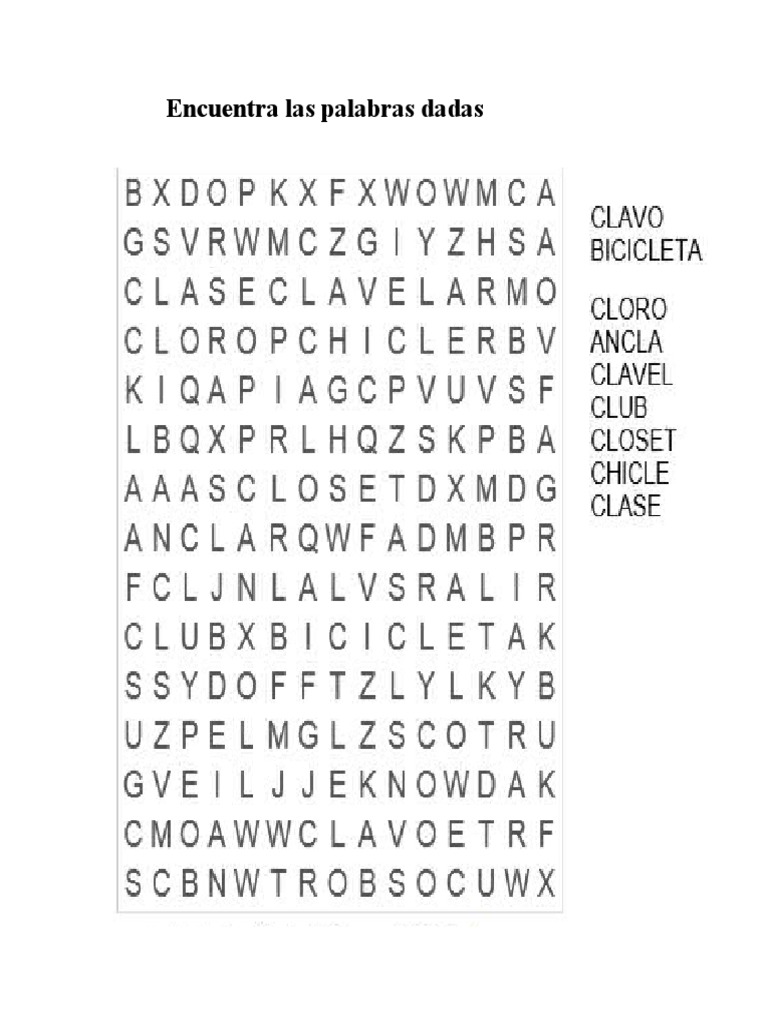 Sopa de Letra CL, CR, DR, TR, BR, GR | PDF