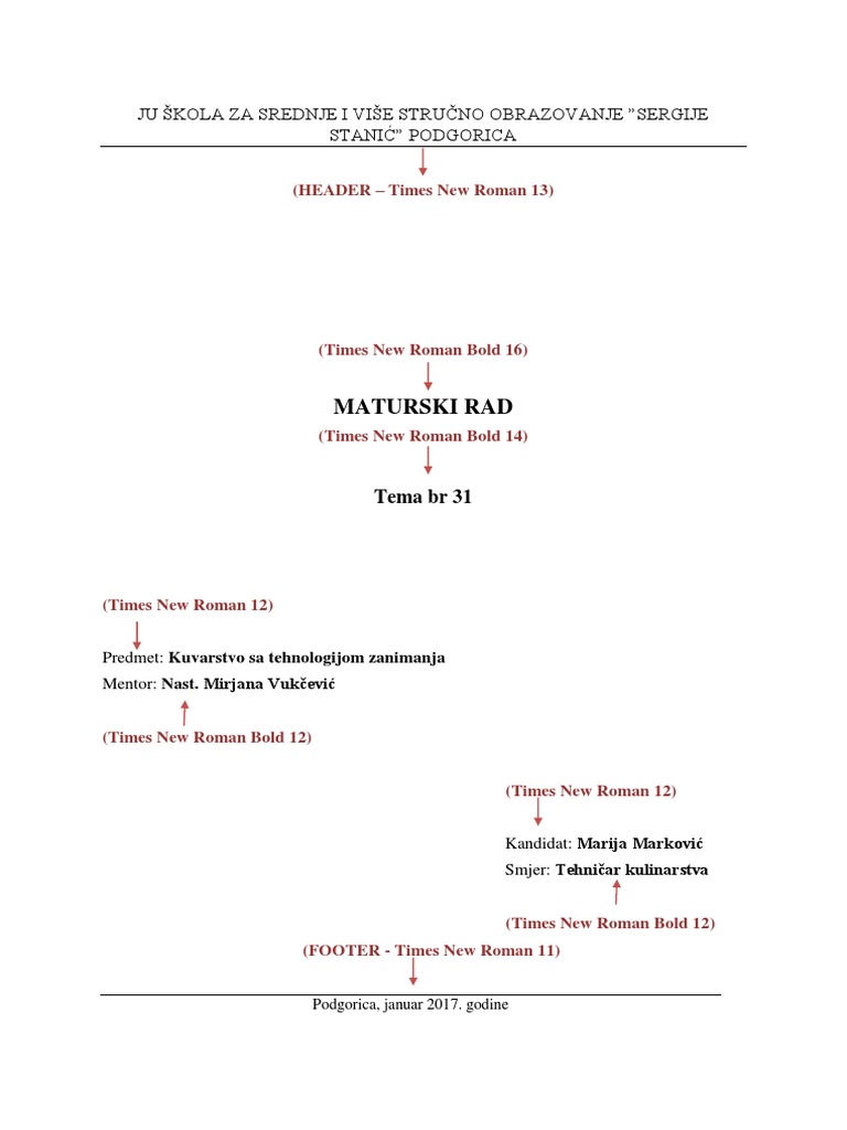 Uputstvo Za Izradu Maturskog Rada | PDF