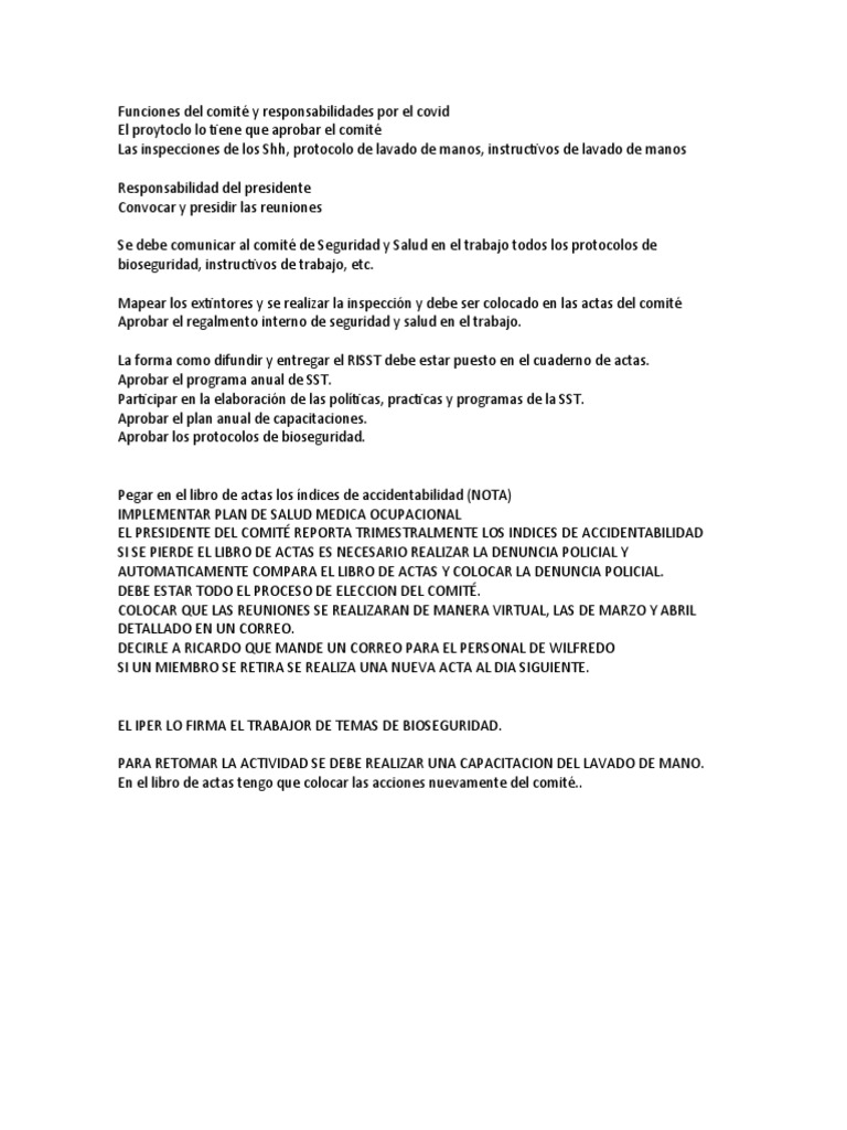Funciones Del Comite SST | PDF