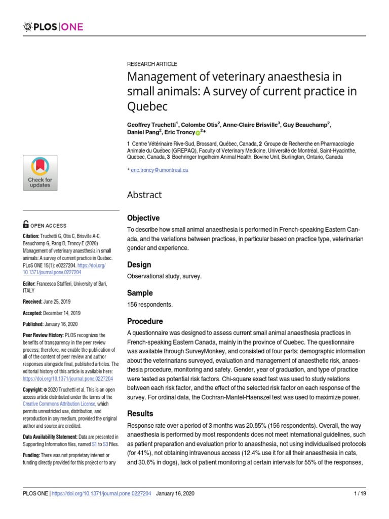 Management of Veterinary Anaesthesia in Small Anim | PDF | Anesthesia ...