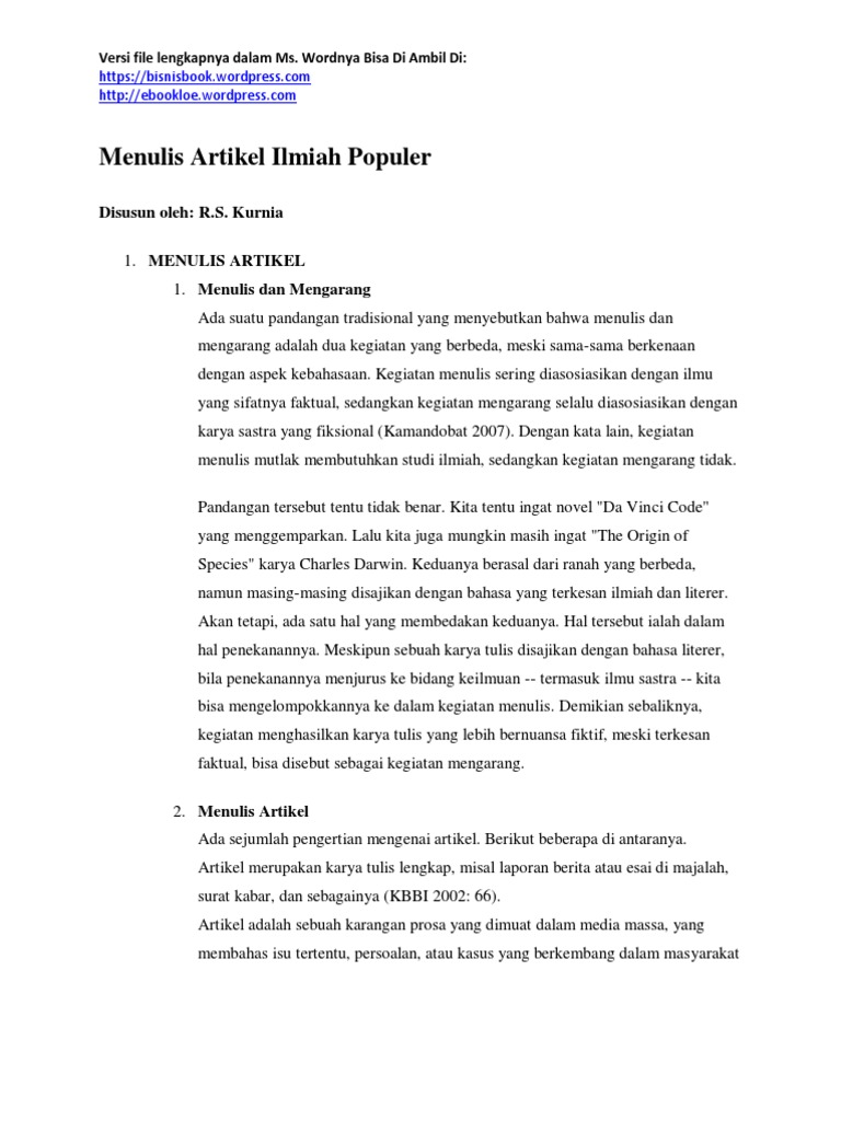 Menulis Artikel Ilmiah Populer | PDF