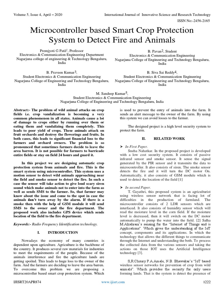 Microcontroller Based Smart Crop Protection | PDF | Internet Of Things ...