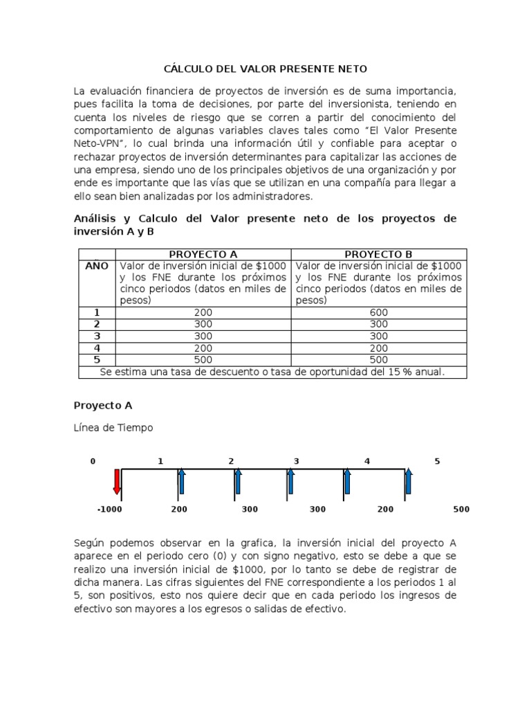Cálculo Del Valor Presente Neto | PDF | Valor presente neto | Economias