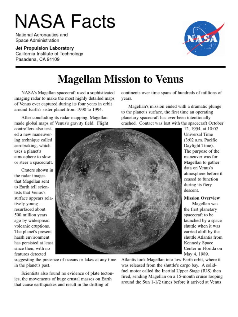 NASA Facts Magellan Mission To Venus | PDF | Mariner Program | Venus