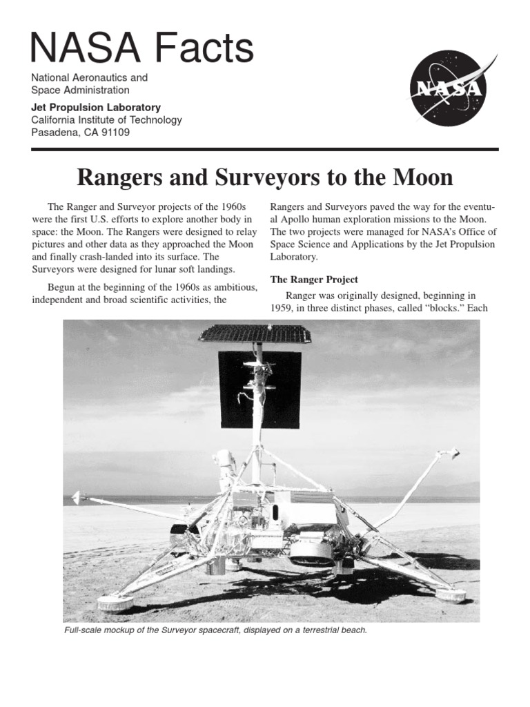 NASA Facts Rangers and Surveyors to the Moon | Lander (Spacecraft ...