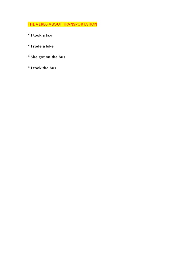 Common Transportation Verbs Explained | PDF