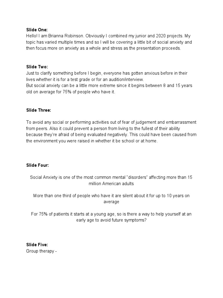 Pecha Kucha Script | PDF | Social Anxiety | Anxiety