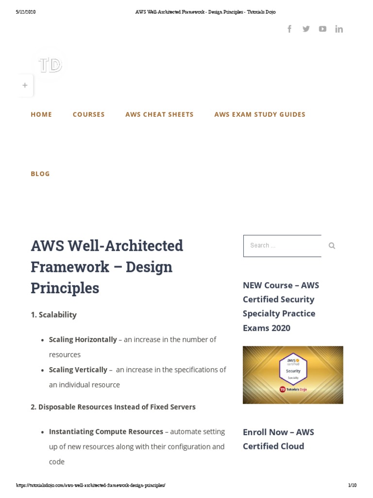 AWS Well-Architected Framework - Design Principles - Tutorials Dojo ...