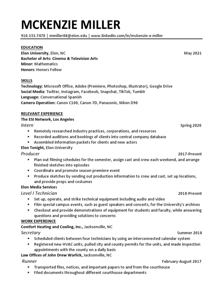 Mckenzie Miller Resume | PDF | Computing | Communication